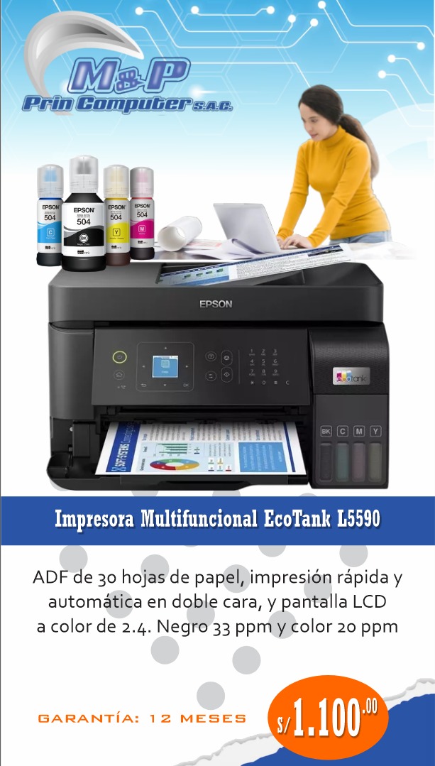 IMPRESORA MULTIFUNCIONAL EPSON L5590 WIFI ETHERNET FAX- ADF. – M&P